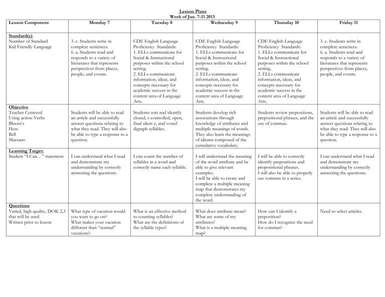 6th Grade Math Lesson Plans