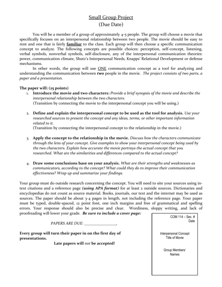 Small Group Project Assignment