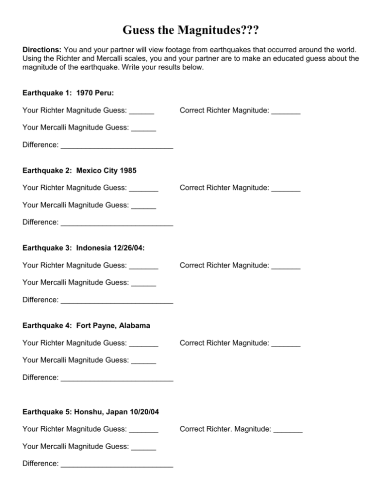 Guess the Magnitudes
