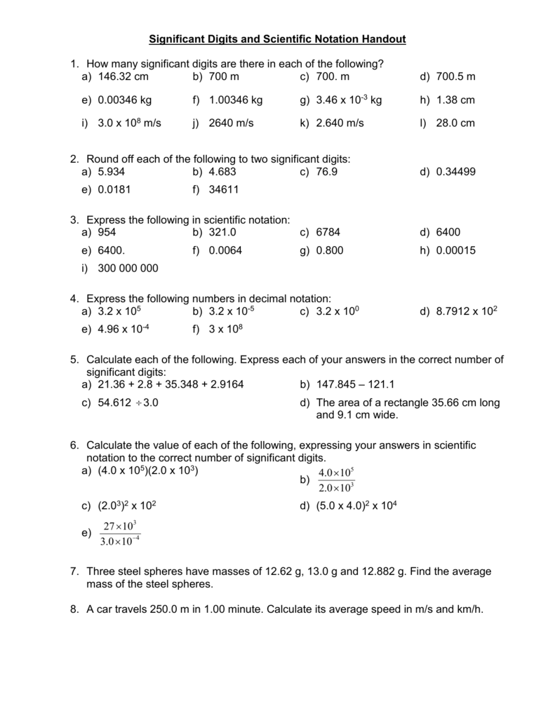 Significant Digits And Scientific Notation
