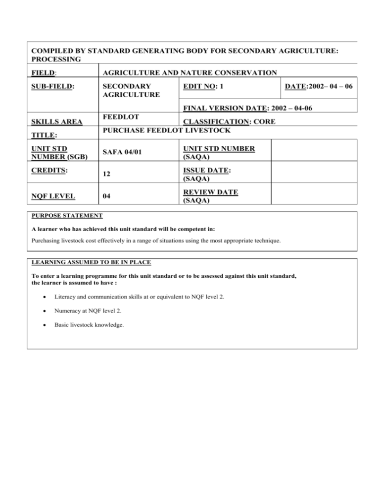 Purchase Feedlot Livestock Purchase Feedlot Livestock
