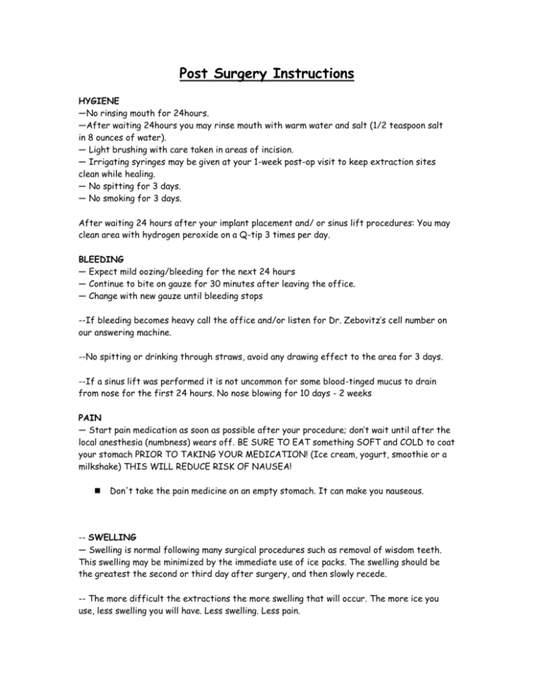 Post Surgery Instructions Recovery Guide Post Surgery Instructions Recovery Guide