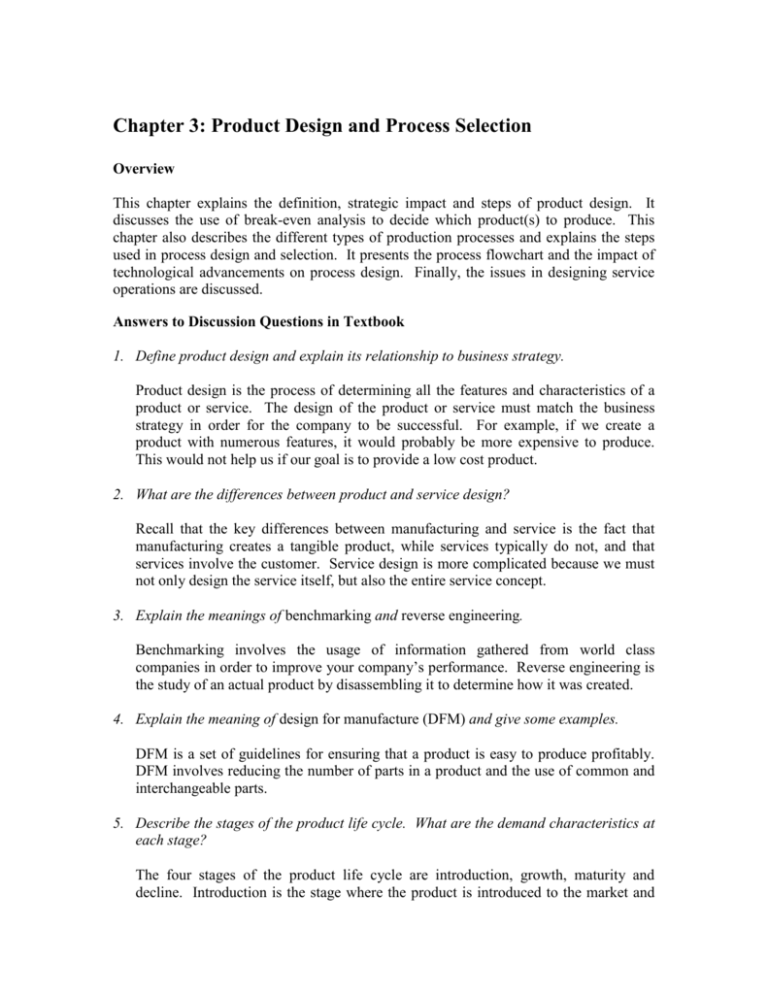 Chapter 3 Product Design And Process Selection
