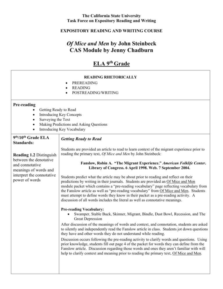 CSU Task Force 12 Expository Reading And Writing