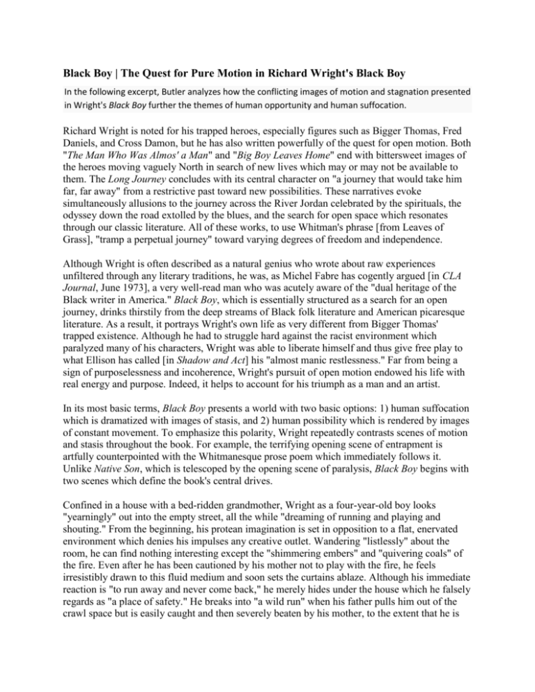 The Quest for Pure Motion in Richard Wright`s Black Boy