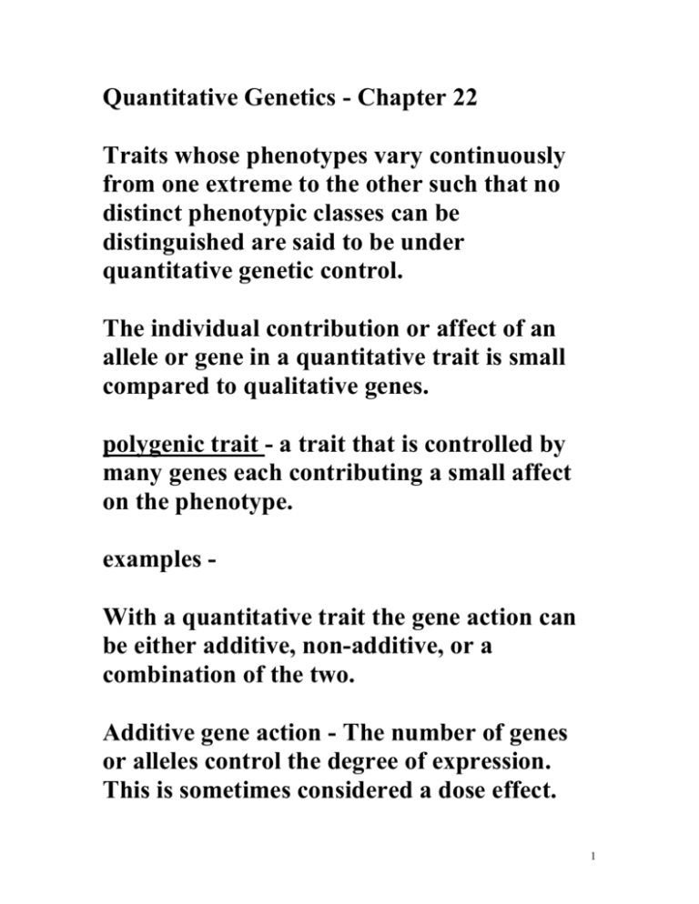Quantitative Genetics Quantitative Genetics