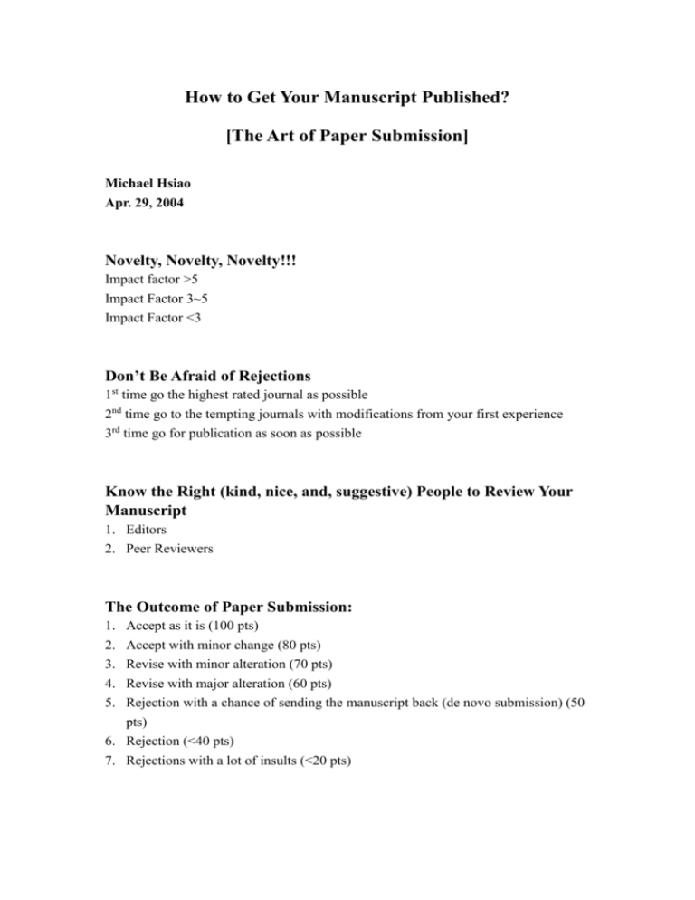 How To Get Your Manuscript Published