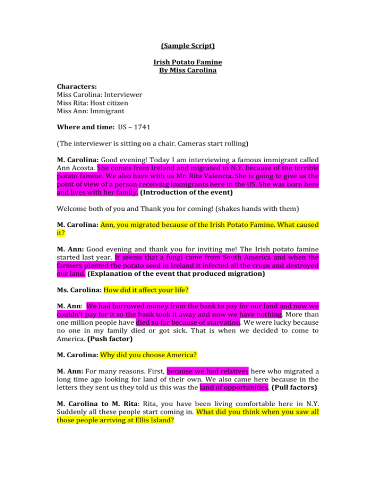 Sample Of A Script