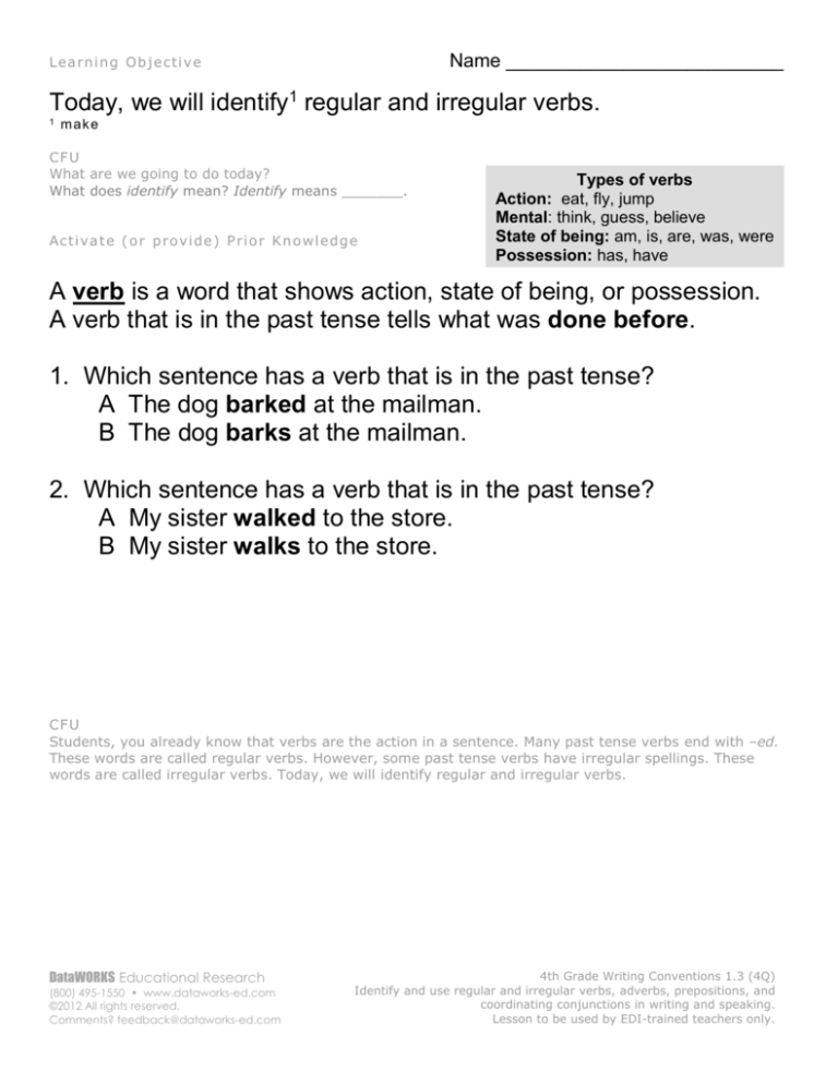 EXPLICIT DIRECT INSTRUCTION LESSON PLAN