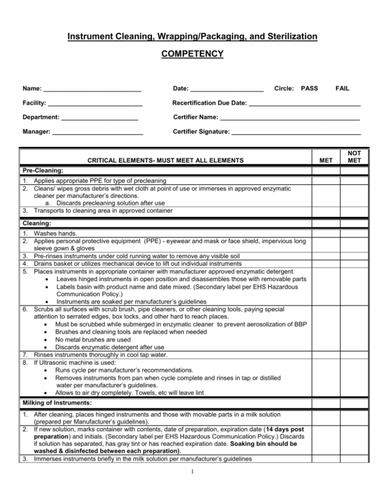 Sterilization Competency ASC Quality Collaboration