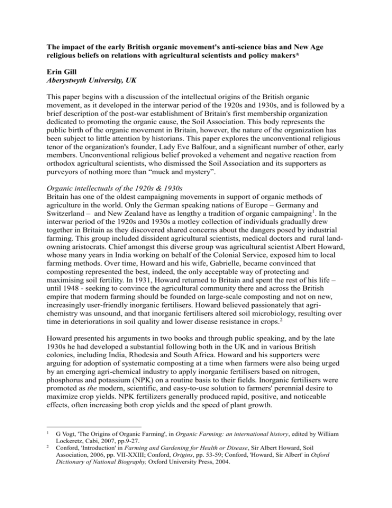 The Impact Of The Early British Organic Movement s Anti