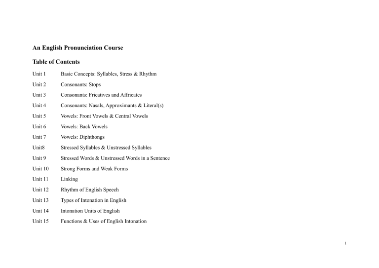 English Pronunciation Course: Syllables, Stress, Intonation