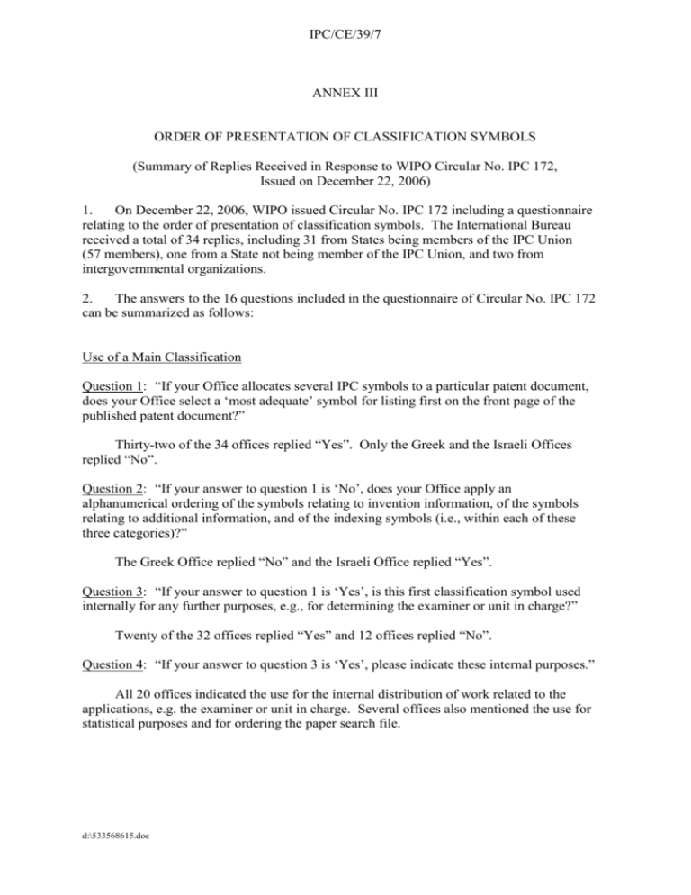 IPC/CE/39/7: Report (annex 3)