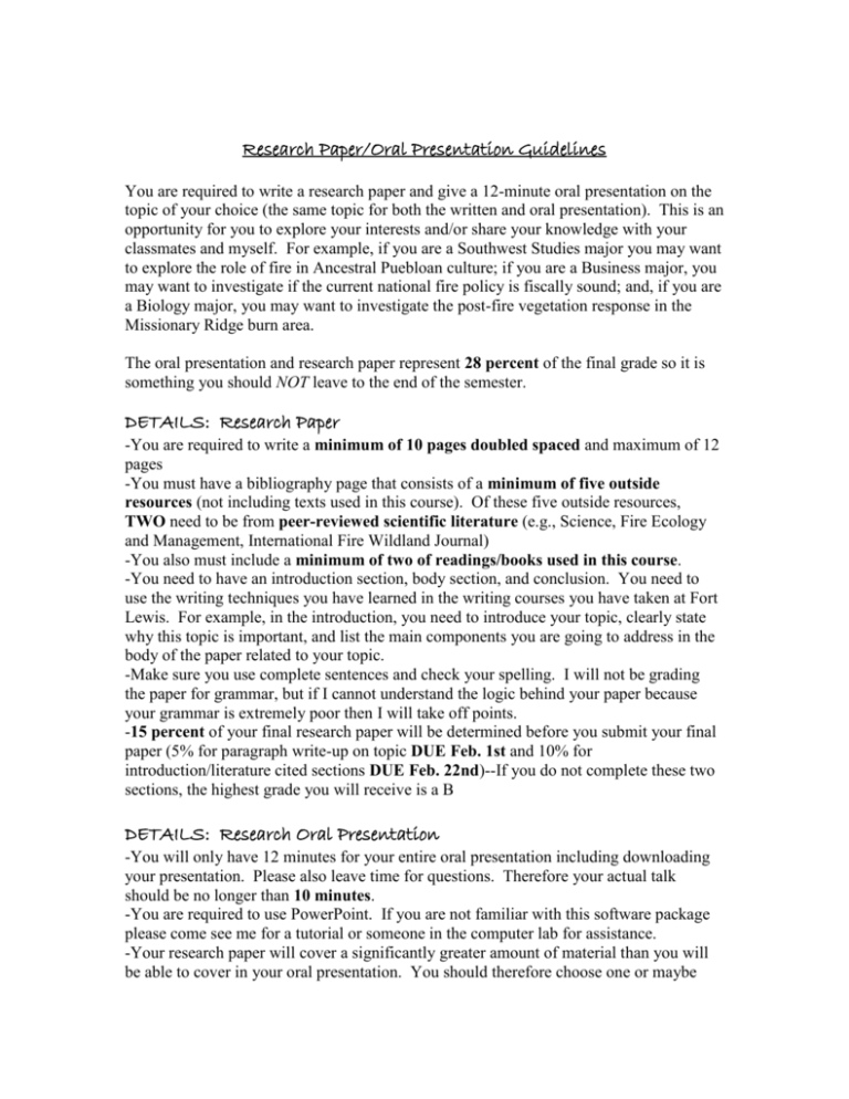 Research Paper Oral Presentation Guidelines