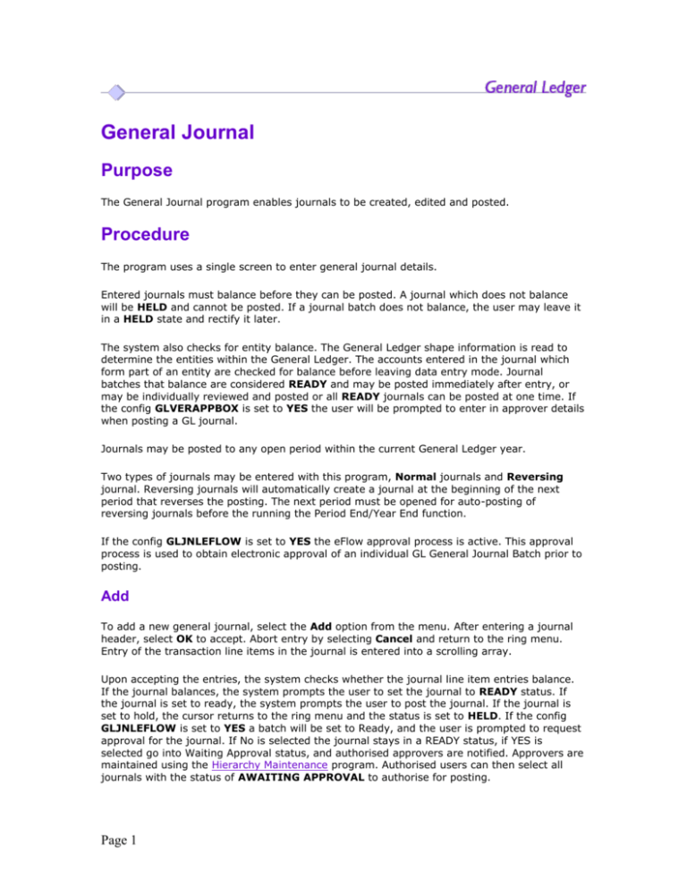 General Journal General Journal