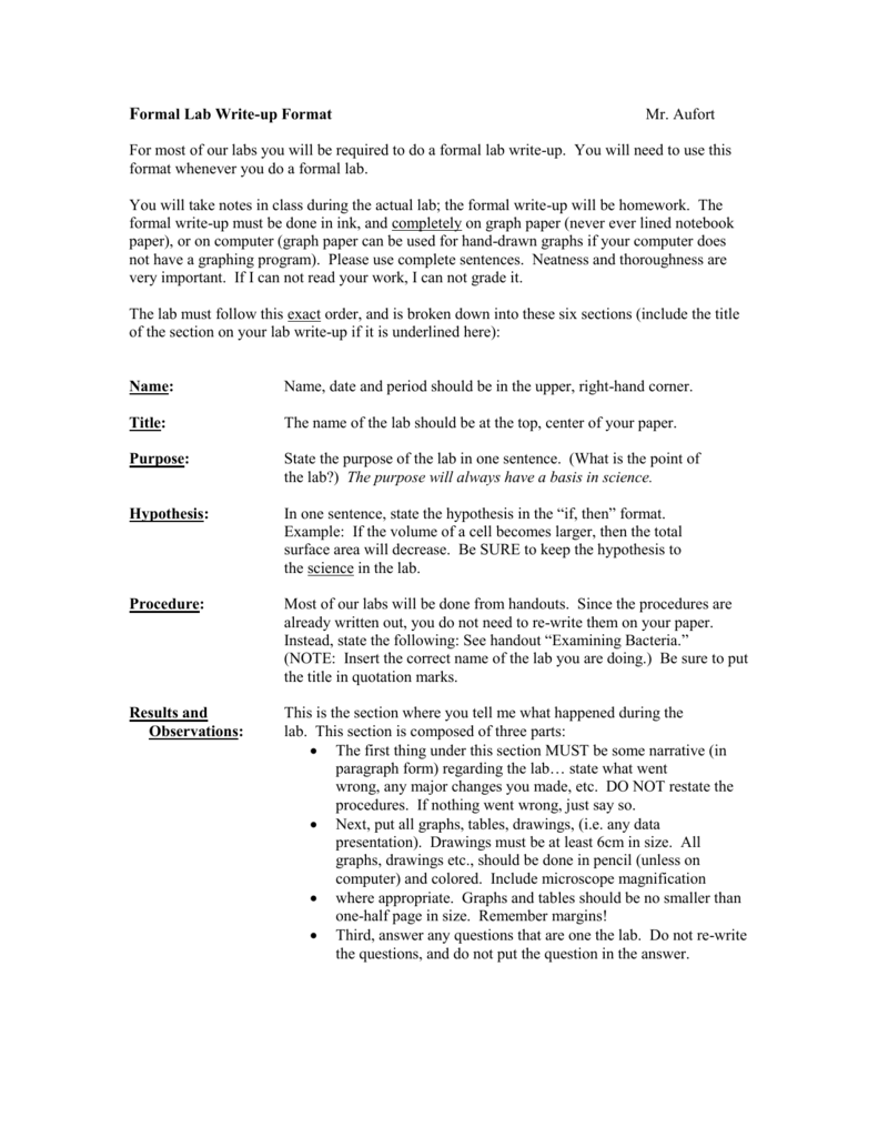 Formal Lab Write up Format Mr Aufort