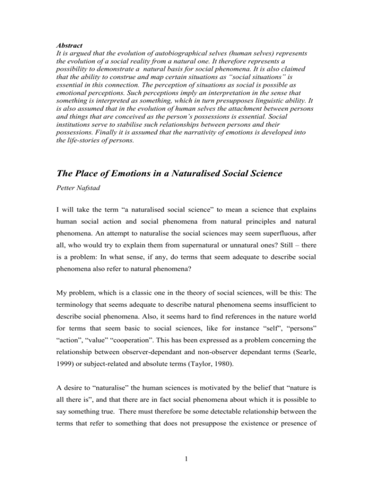 A Naturalised Social Science