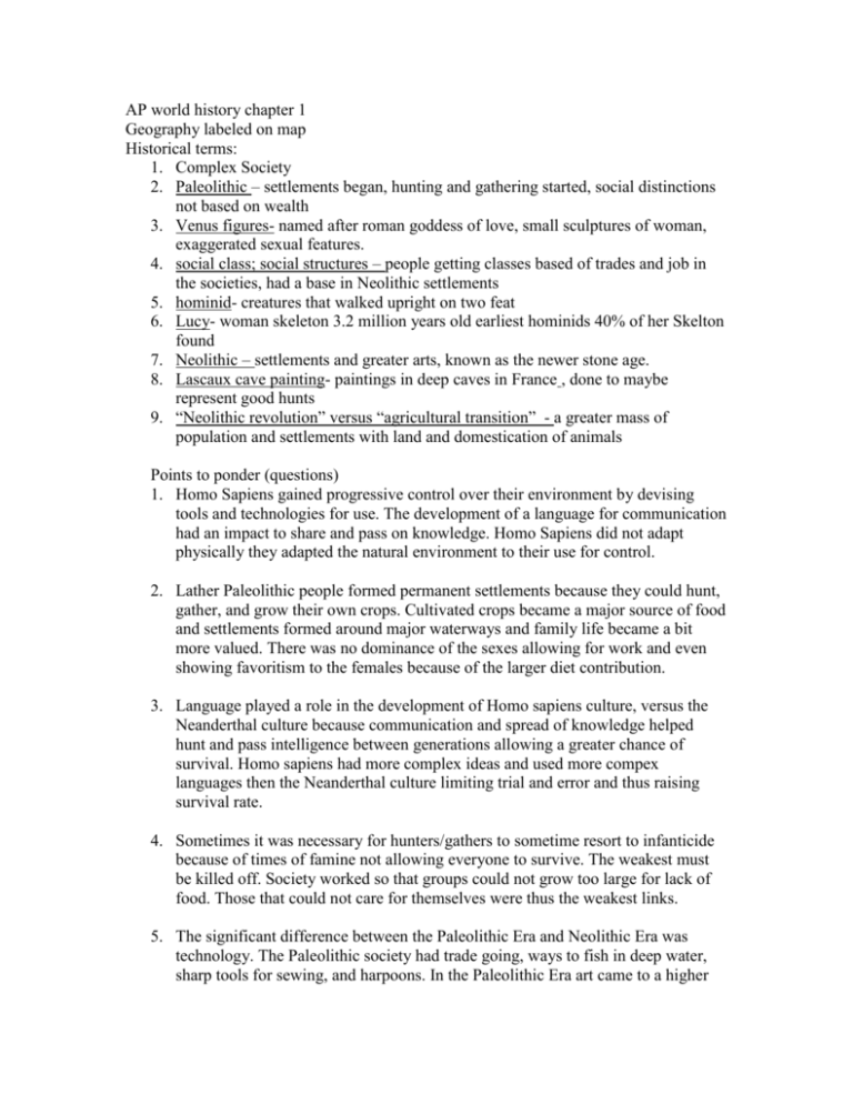 AP World History Chapter 1 Course