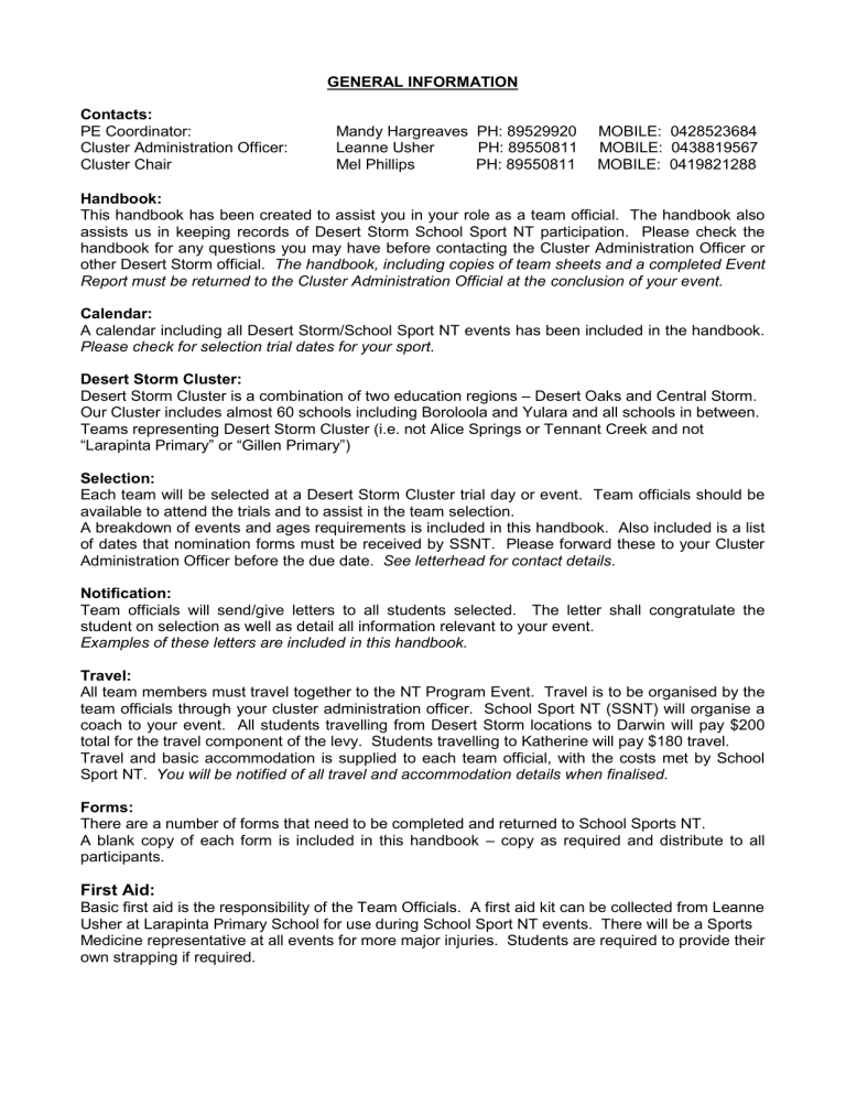 GENERAL INFORMATION GENERAL INFORMATION