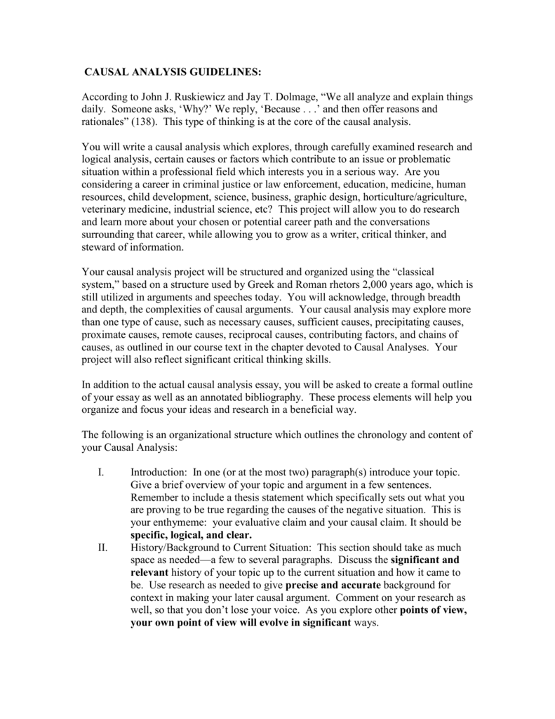 CAUSAL ANALYSIS FORMAT GUIDELINES CAUSAL ANALYSIS FORMAT GUIDELINES