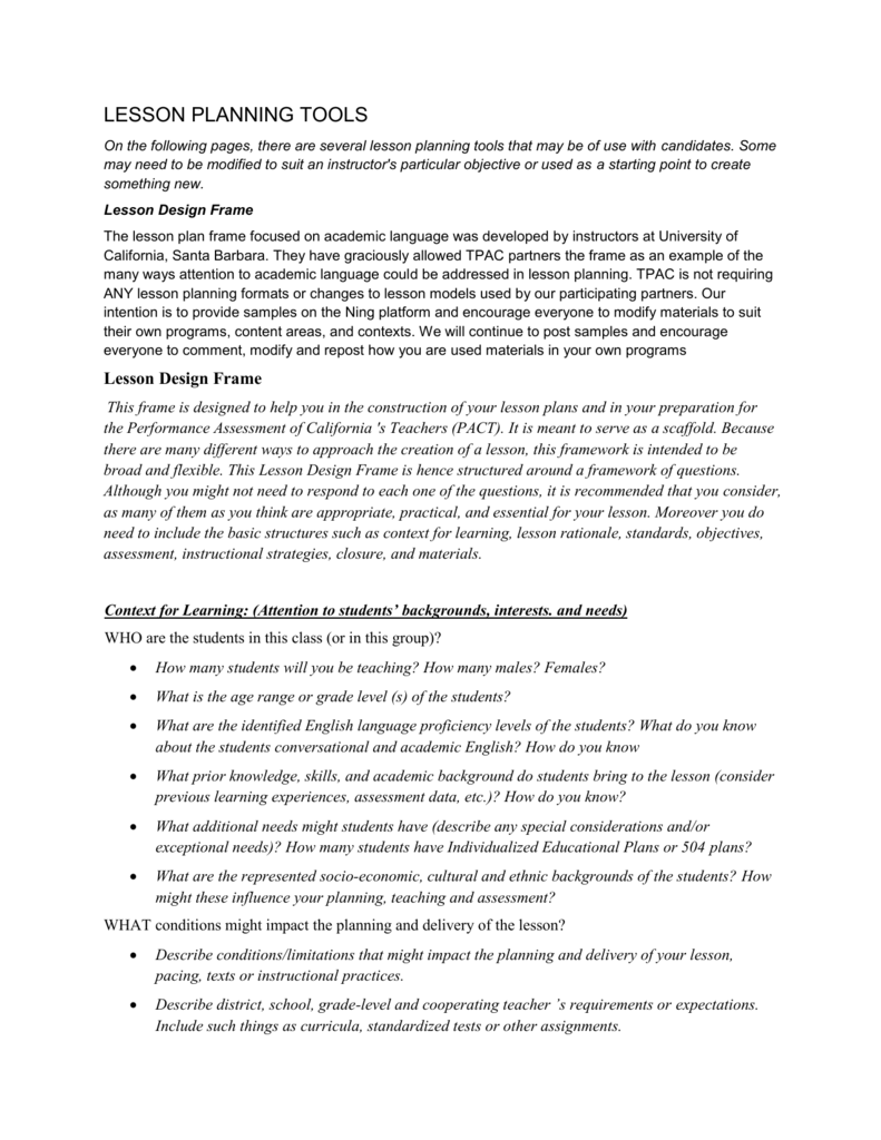 Lesson Plan Outline pdfx Teachers College Columbia University