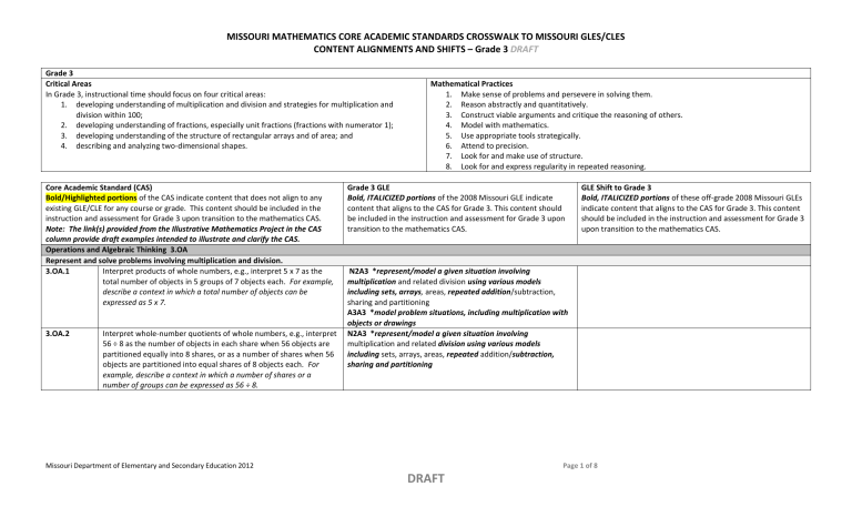 Grade 3Word Document Missouri Learning Standards