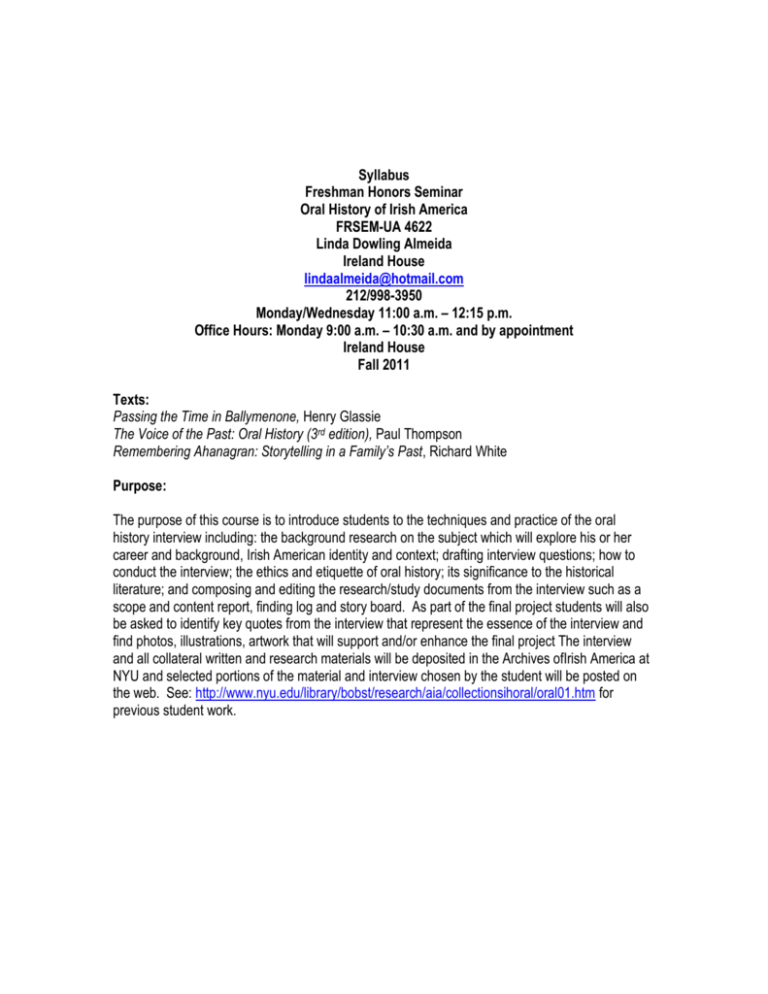 Syllabus - Glucksman Ireland House