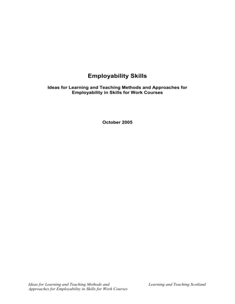 Skills For Work Employability