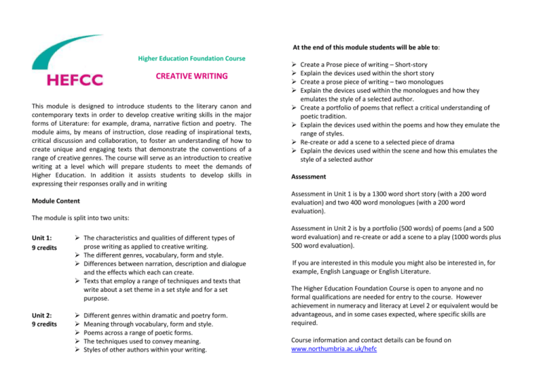 Creative Writing Creative Writing