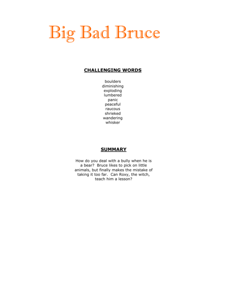 Big Bad Bruce Lesson Plan: Bullying & Consequences