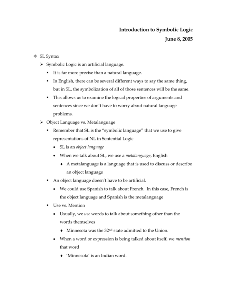 Introduction To Symbolic Logic