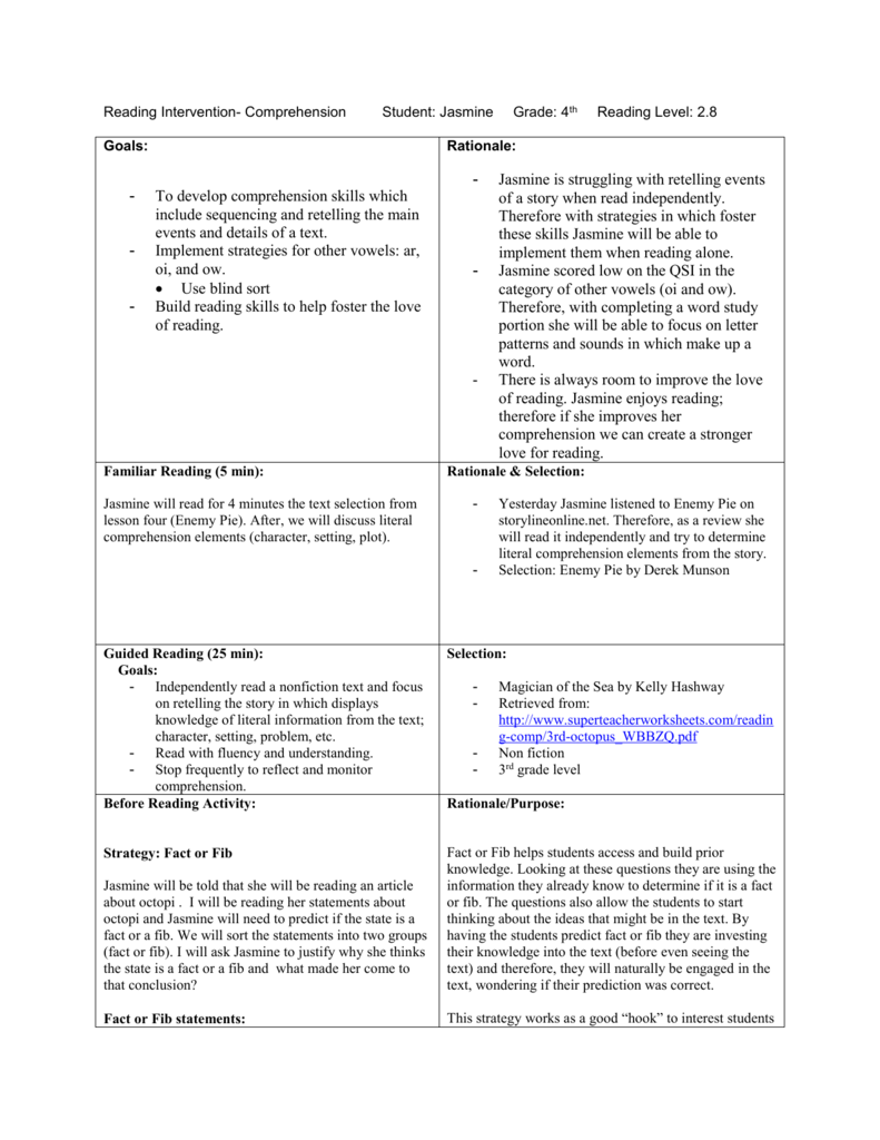 Reading Intervention