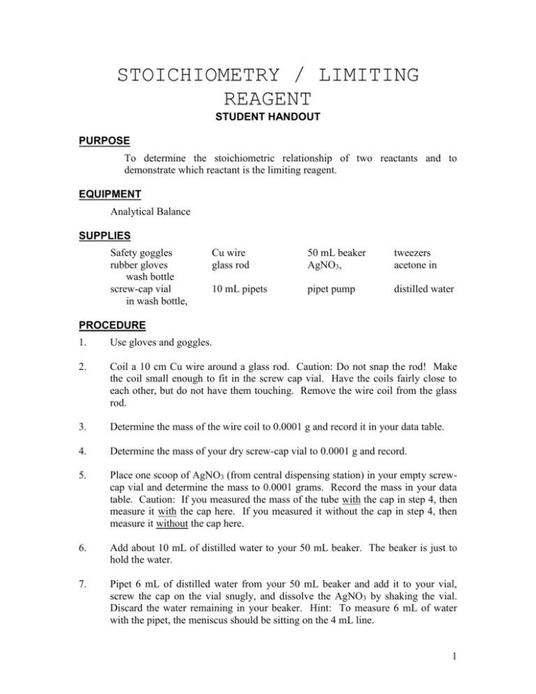 STOICHIOMETRY / LIMITING REAGENT