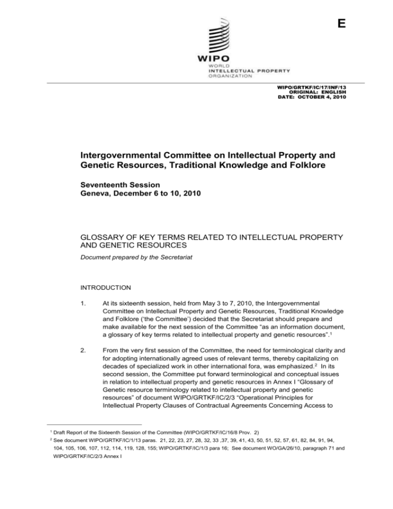 Glossary Of Key Terms Related To Intellectual Property And