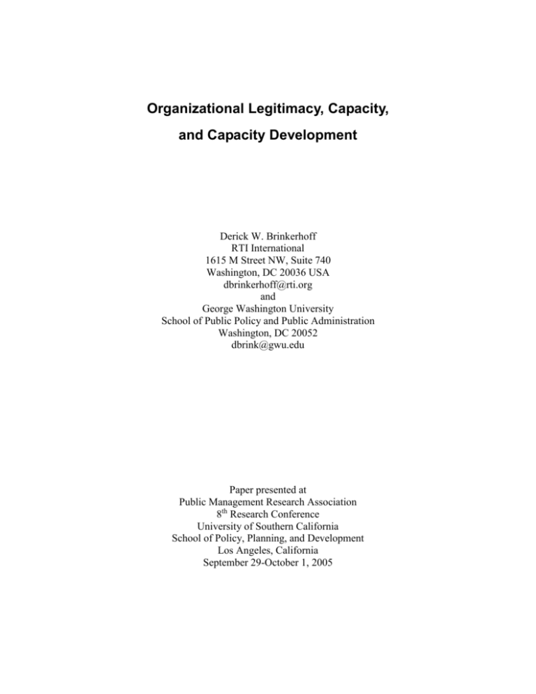 Legitimacy and capacity-building: