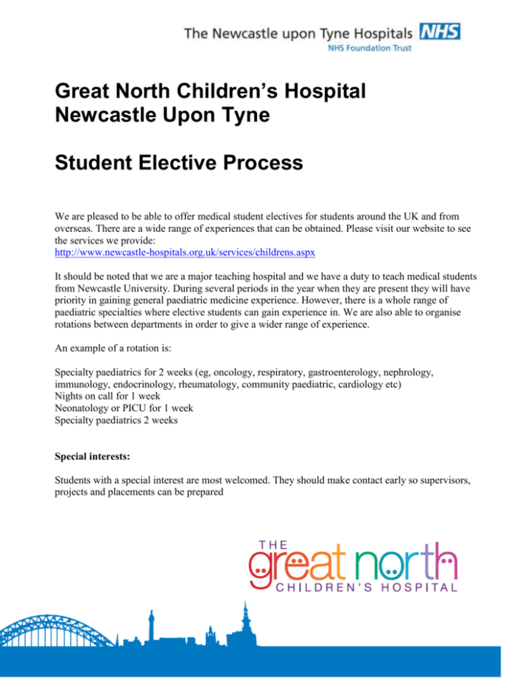 GNCH Student Elective Process: Medical Electives in Newcastle