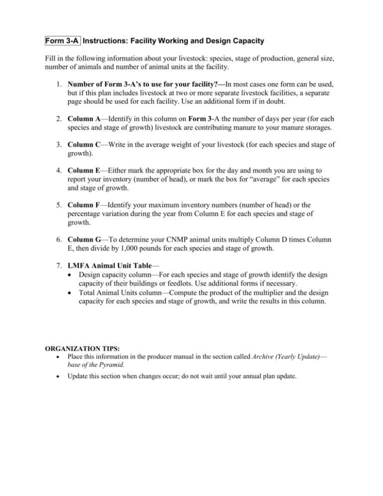 Form 3 A Instructions Facility Working And Design Capacity Form 3 A Instructions Facility Working And Design Capacity