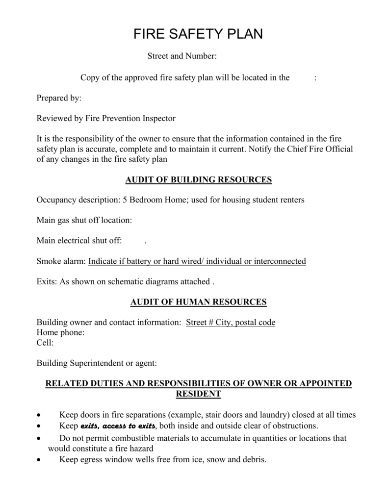 FIRE SAFETY PLAN