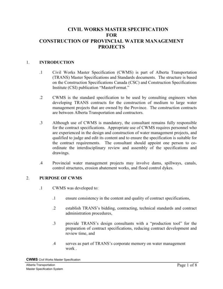 civil works master specification - Alberta Ministry of Transportation
