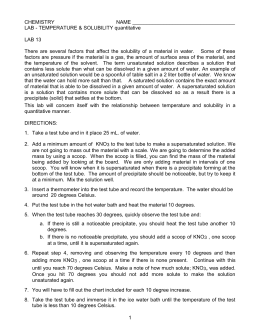 Solubility of KNO3 Lab Report Format