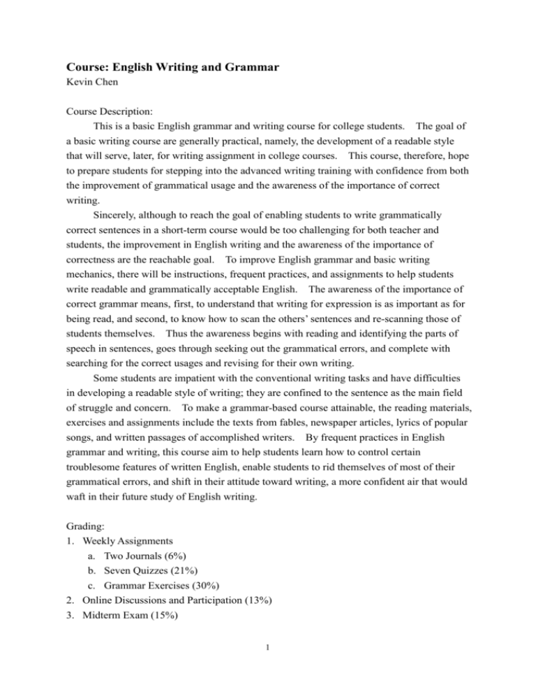 Course English Writing Course English Writing