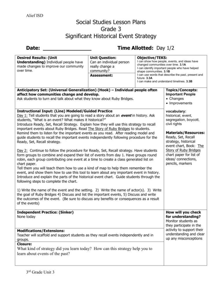 3rd Grade Social Studies Historical Events Lesson Plan 3rd Grade Social Studies Historical Events Lesson Plan