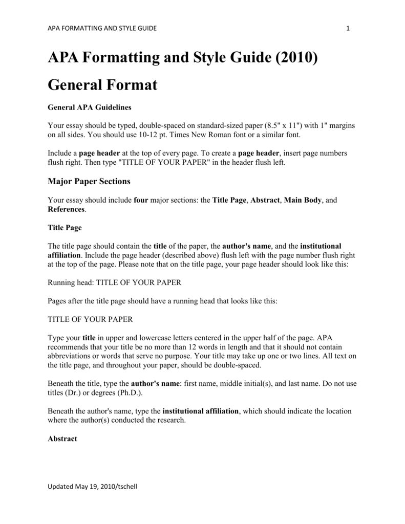 Apa Format Without Title Page And Abstract APA Format Title Page 