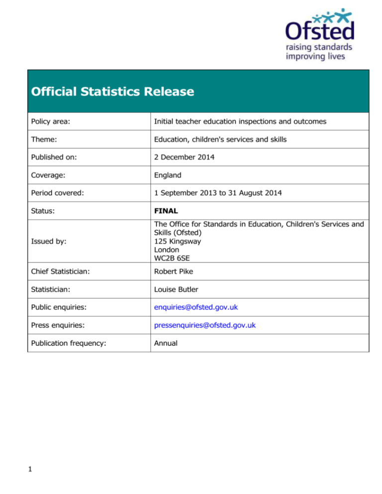 Initial Teacher Education Inspections And Outcomes Sept Initial Teacher Education Inspections And Outcomes Sept