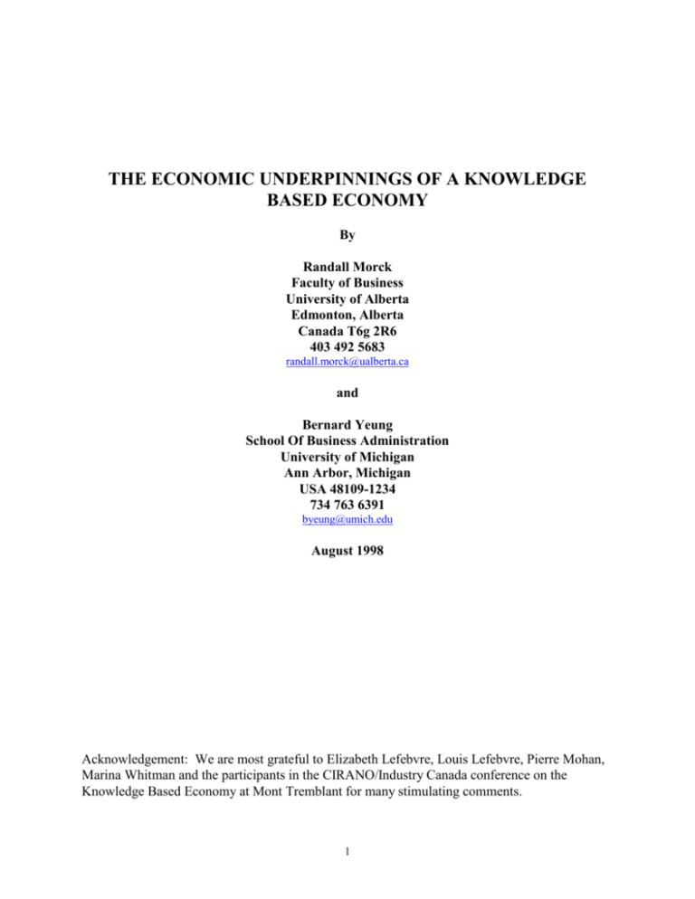 The Economic Underpinnings of a Knowledge