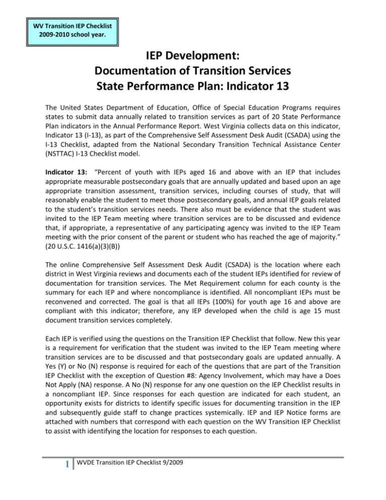 INDIVIDUALIZED EDUCATION PLAN - West Virginia Department of