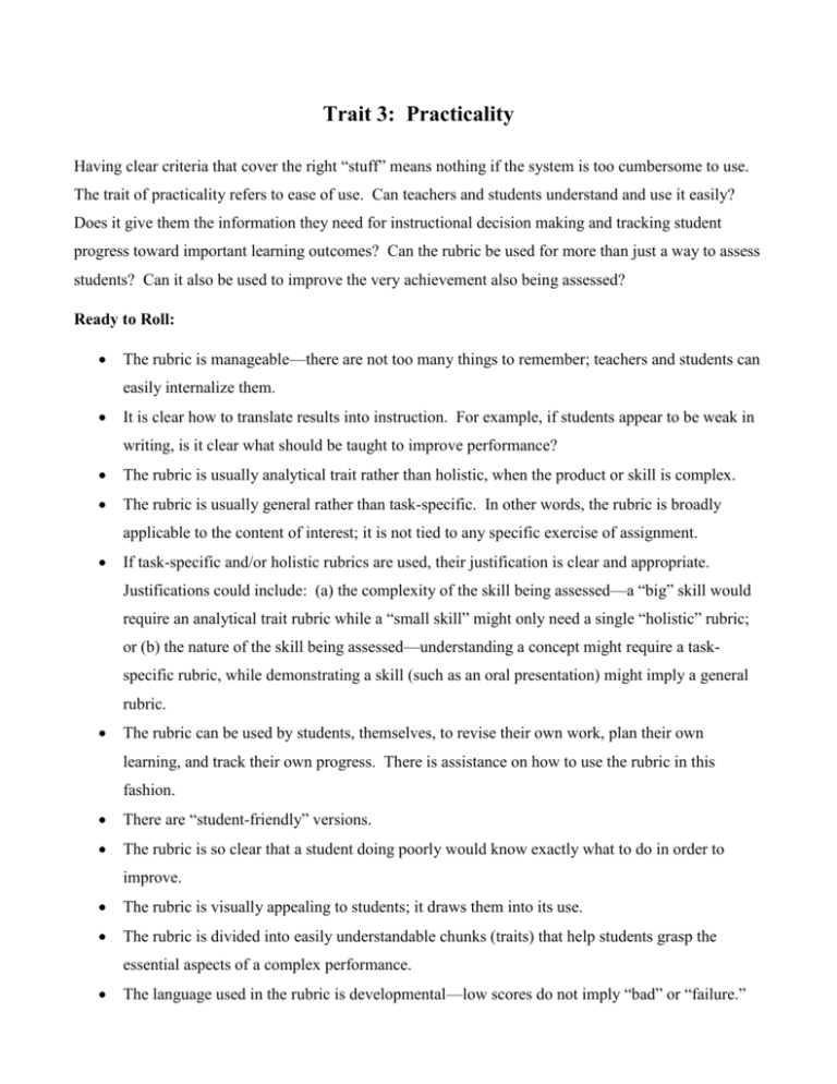 Trait 3: Practicality