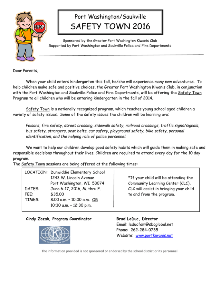 Safety Town Student Application