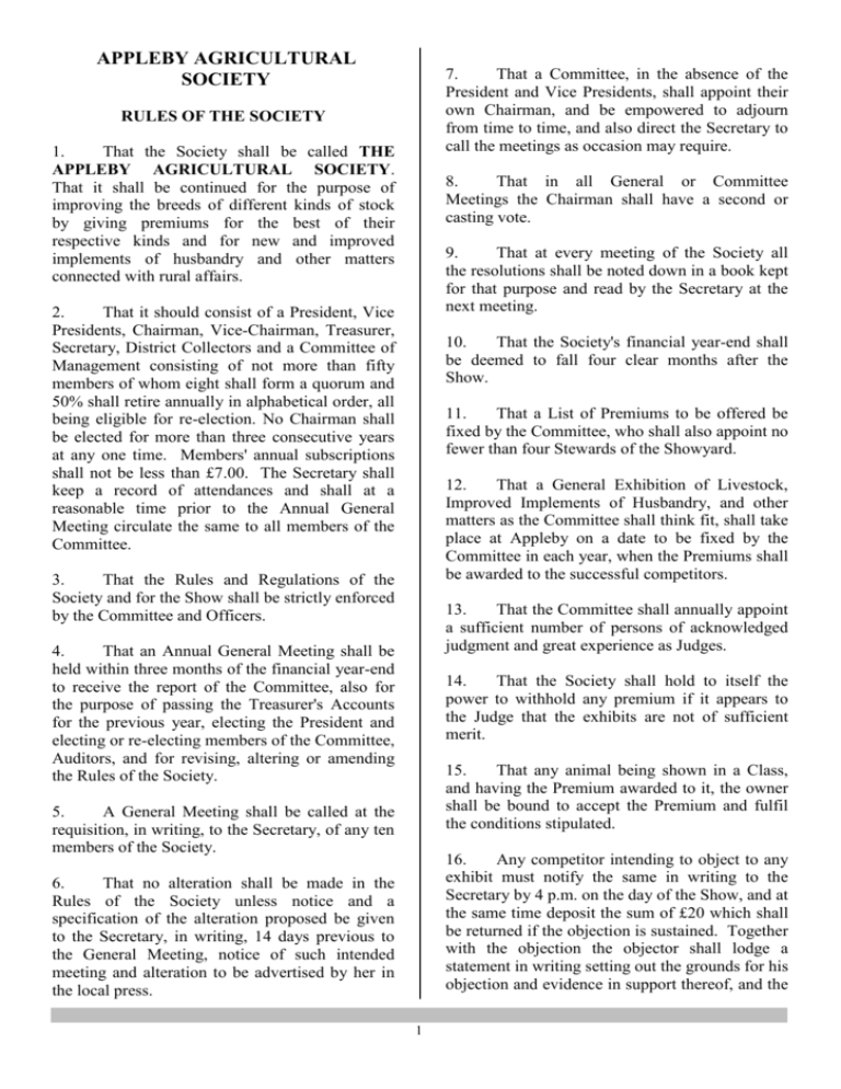 Rules For The Show 2014