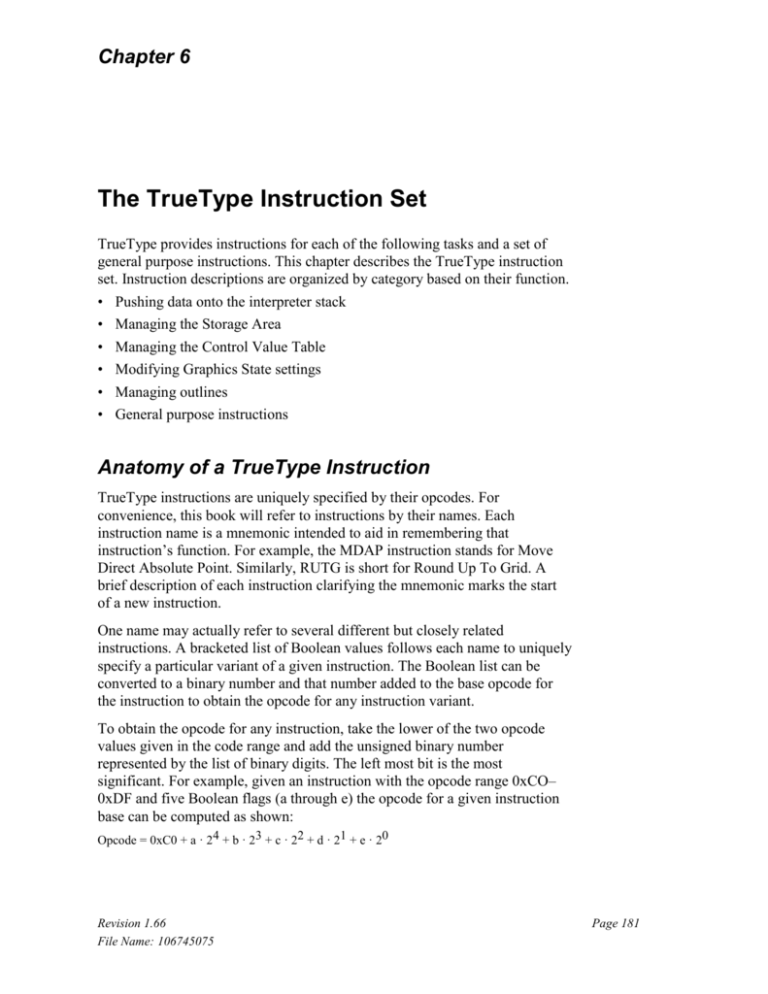The TrueType Instruction Set